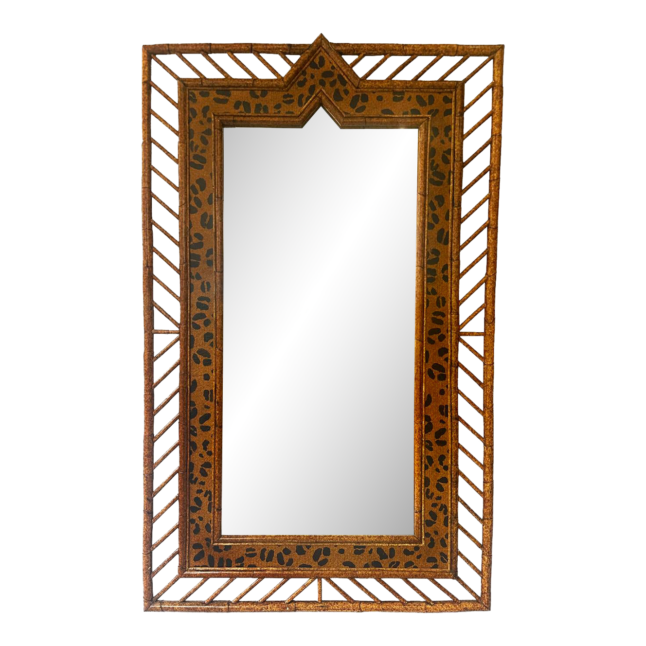 Vintage Bamboo & Rattan Cheetah Print Mirror | Chairish