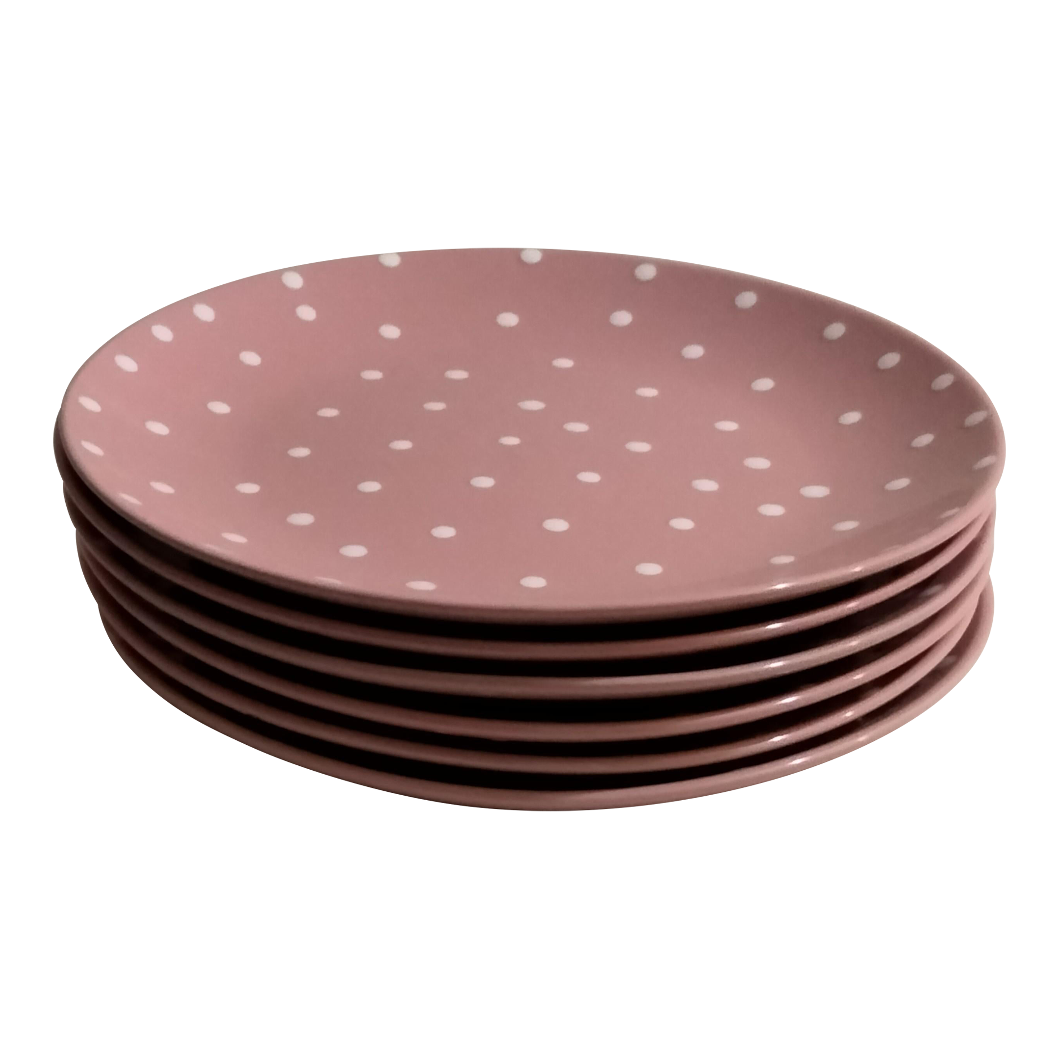 Nantucket Home Brand Pink With White Polka Dots Plates- Set of 6 | Chairish