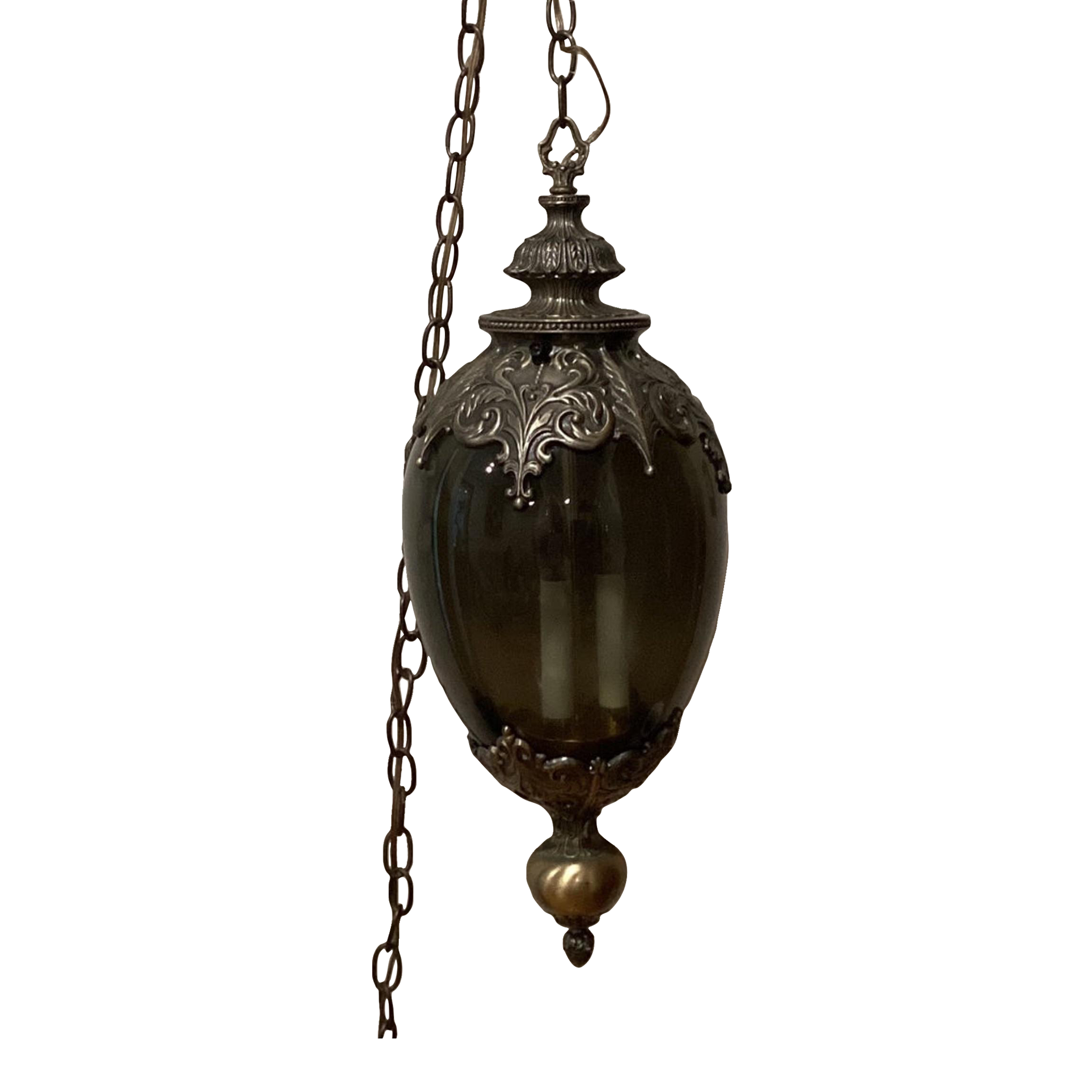 Large Scale Long Chained Hanging Swag Light Fixture With Smoke Glass ...