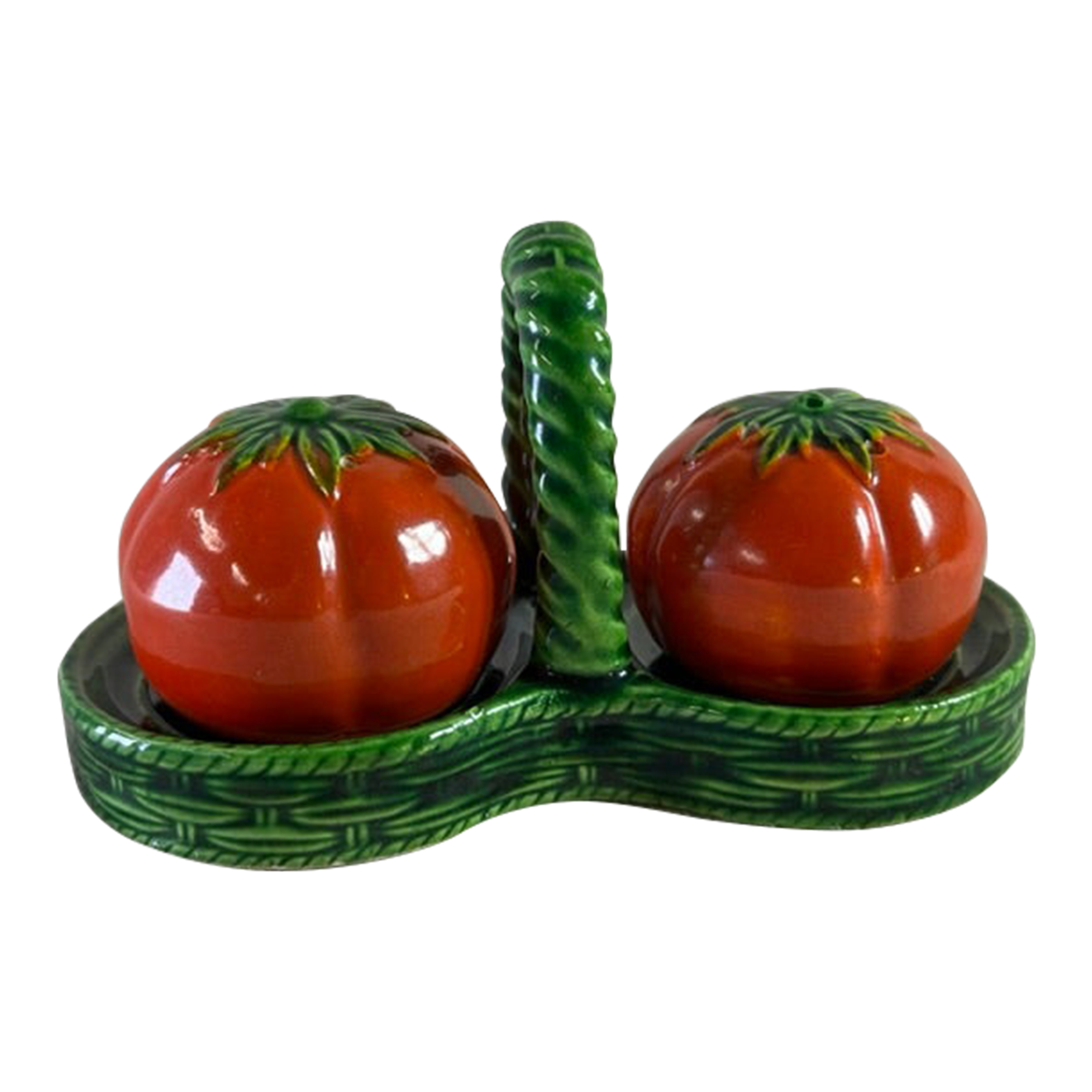 Vintage Set of Ceramic Salt and Pepper Shakers and Tray | Chairish