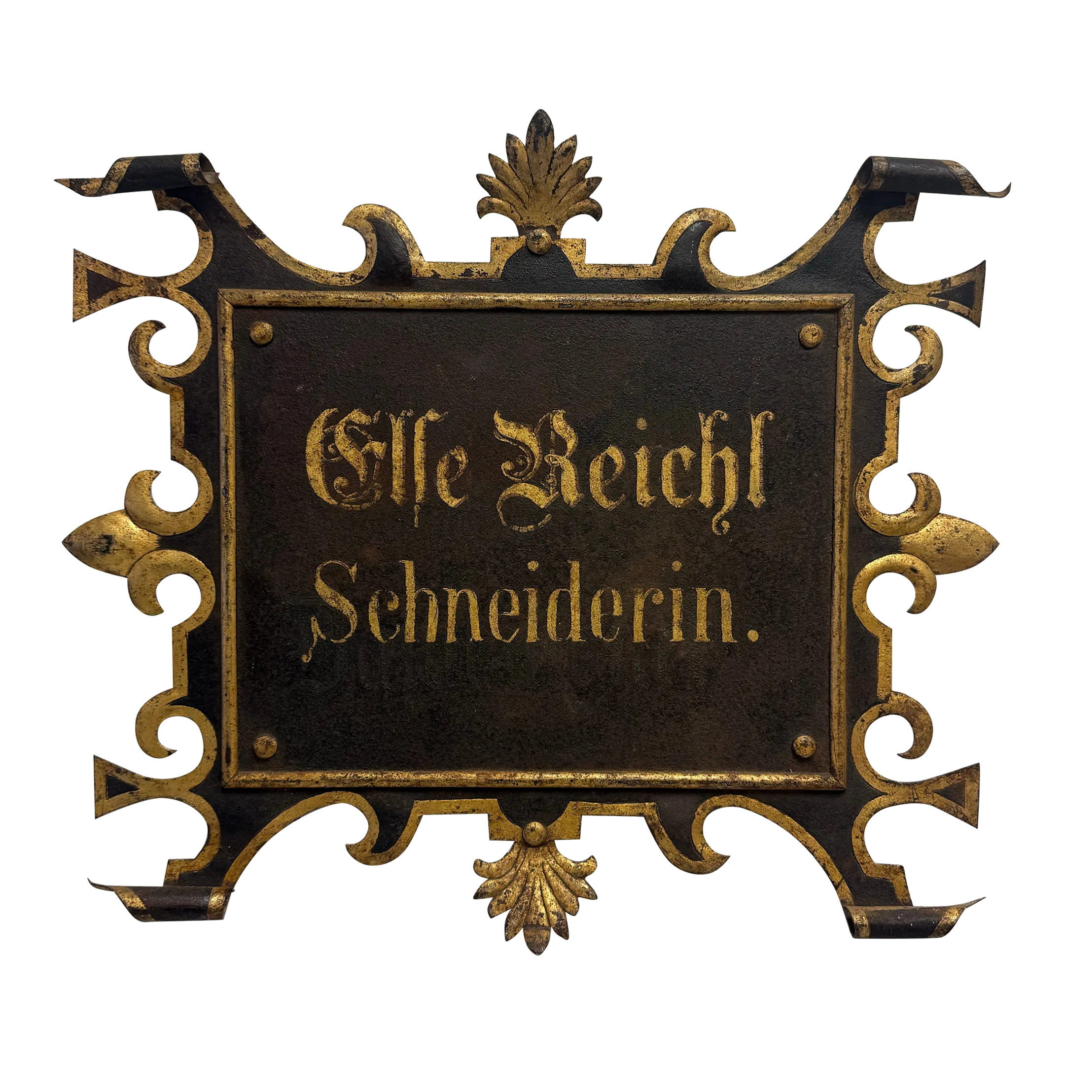 Antique German Circa 1900 Handmade Iron Seamstress Shop Sign | Chairish