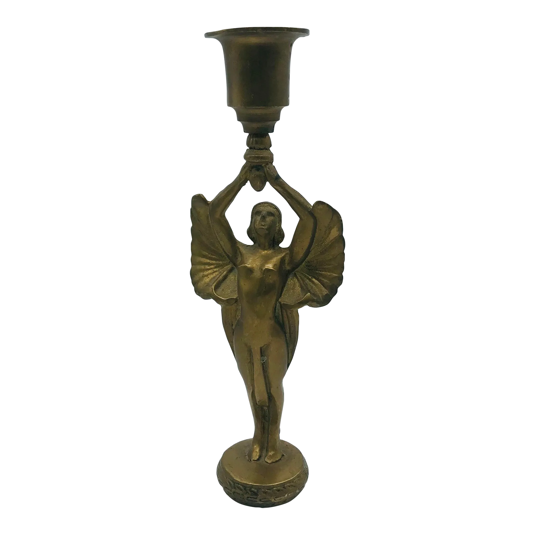 Vintage Brass Winged Victory Figure Candle Holder | Chairish