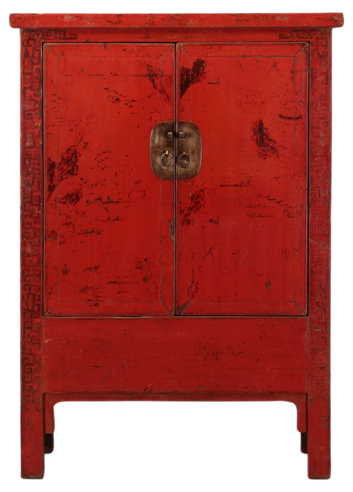 Vintage Red Lacquered Armoire | Chairish