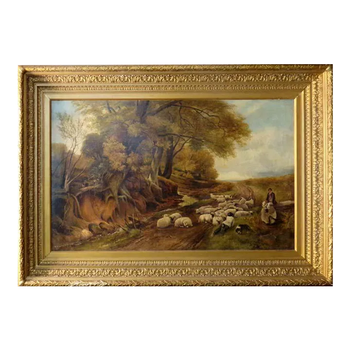Rustic Landscape Oil Painting, Framed | Chairish