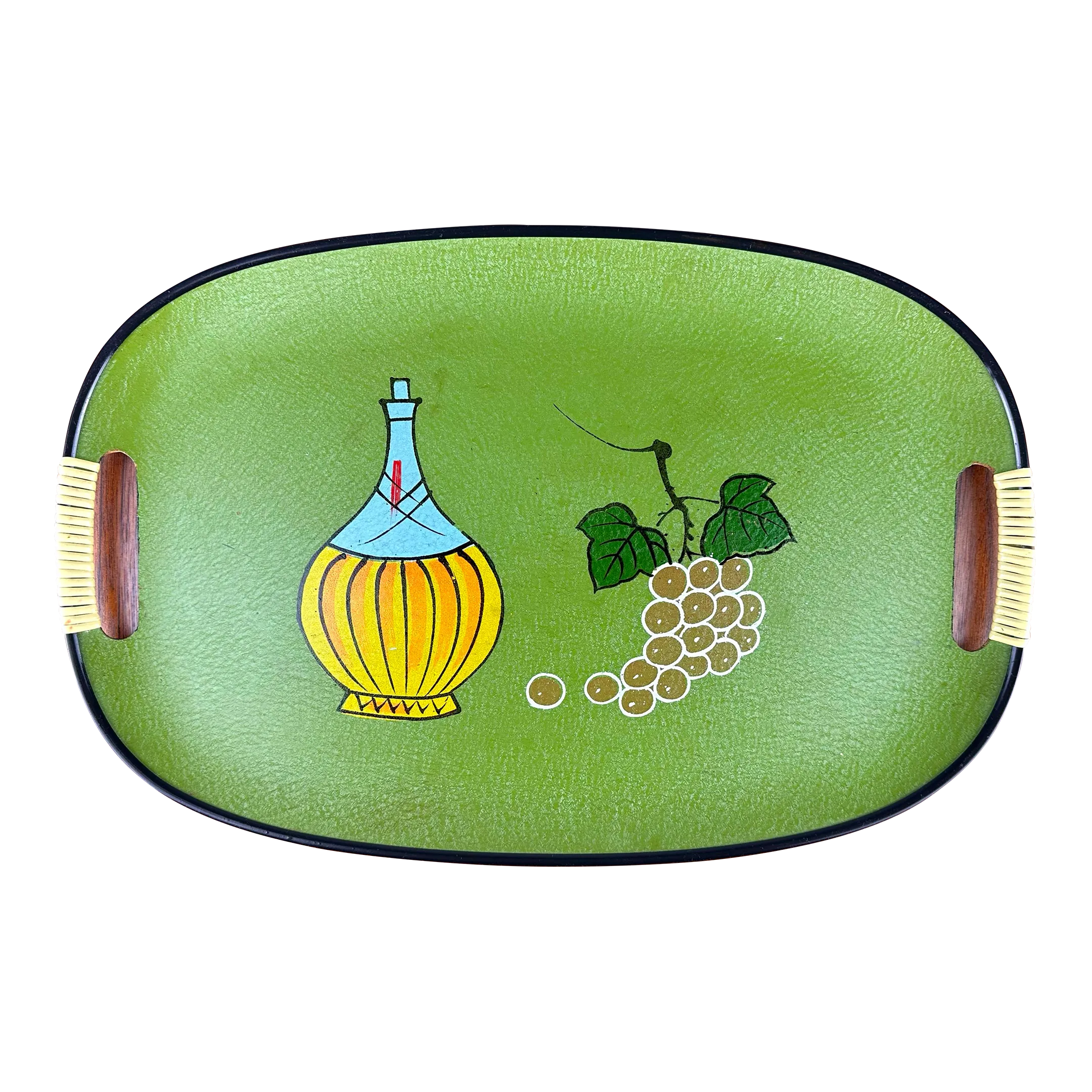 Mid Century Modern Wine & Grapes Motif Japanese Decorative Serving Tray ...