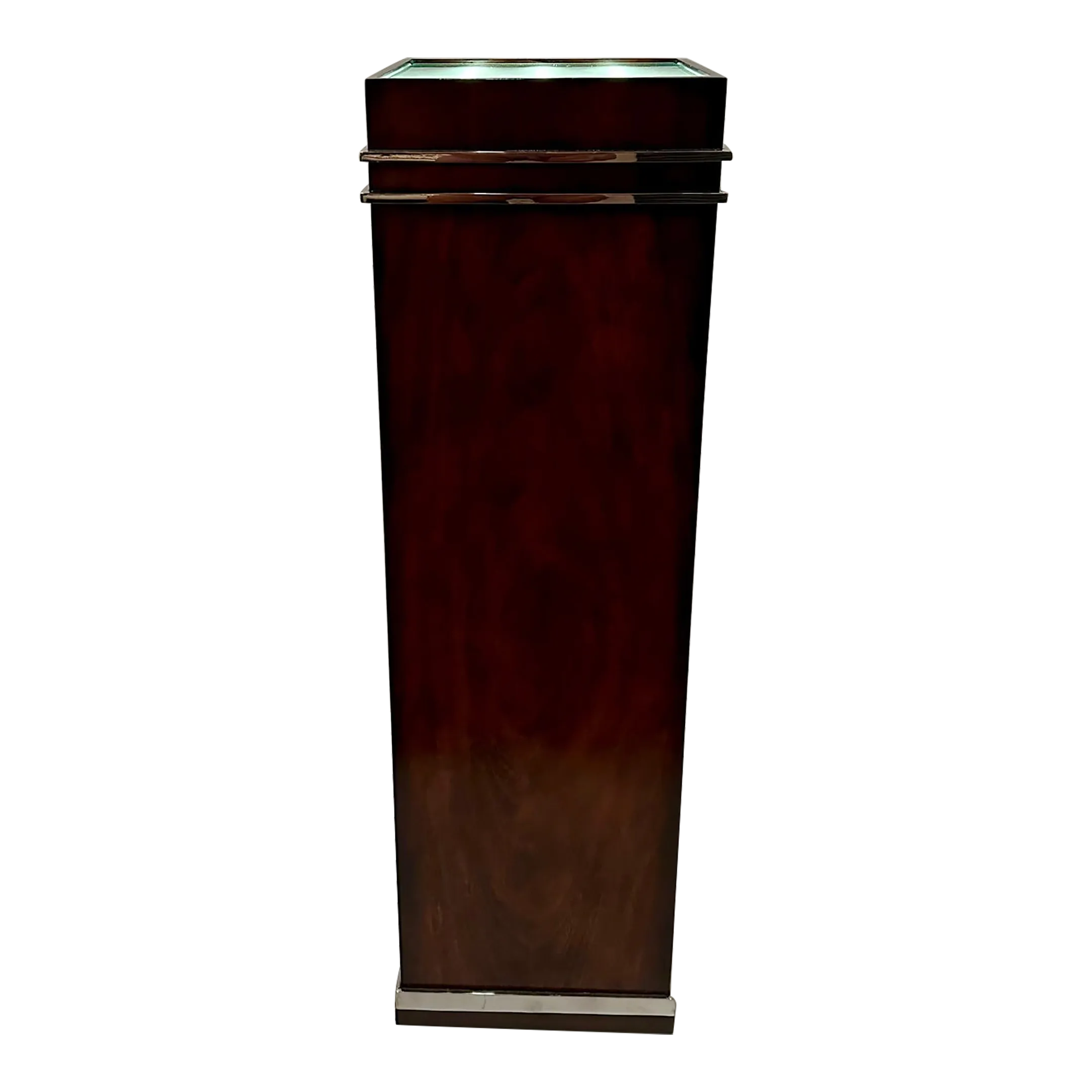 Large Chunky Walnut & Chrome Electrified Column Pedestal | Chairish