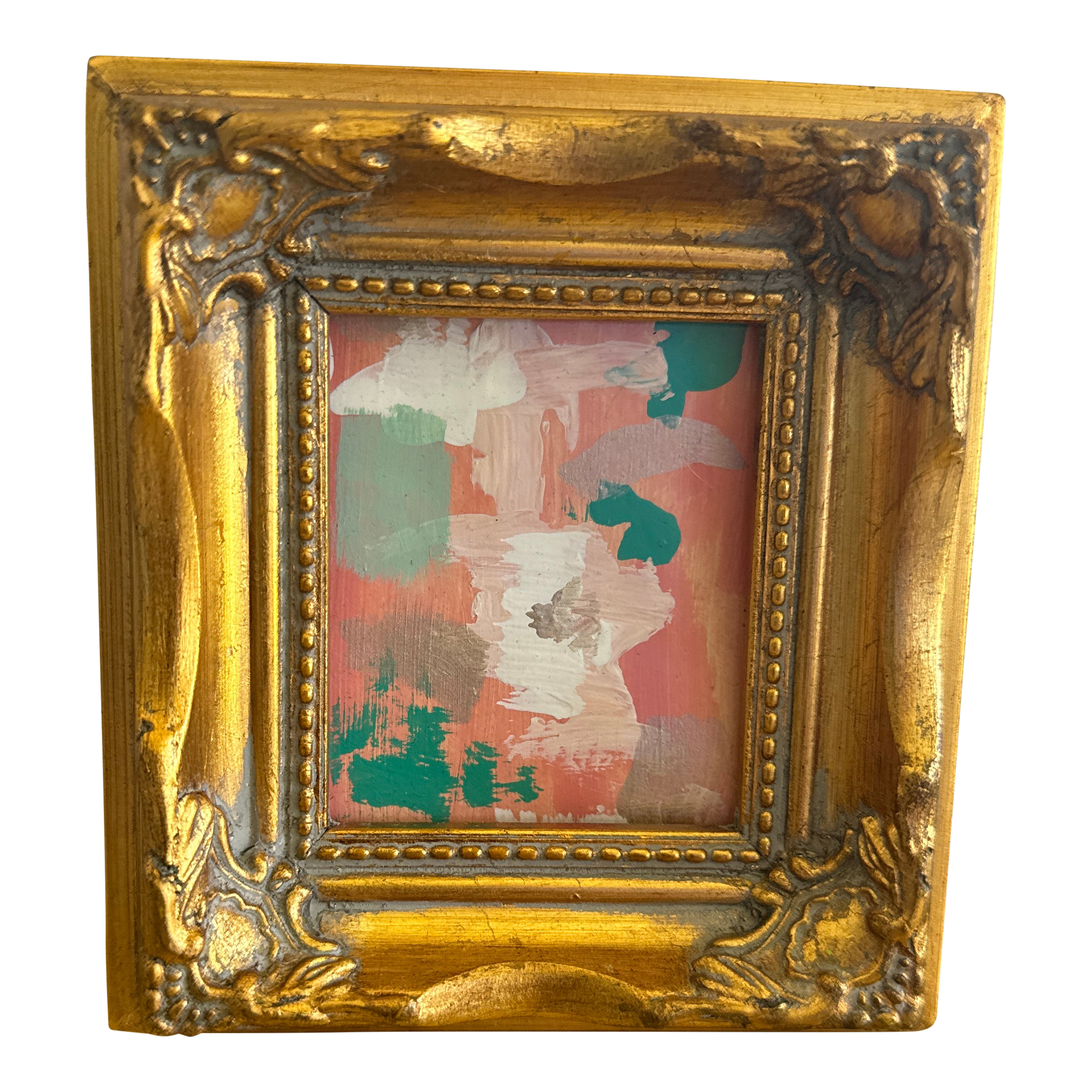 Original Miniature Abstract Acrylic Painting in Frame | Chairish