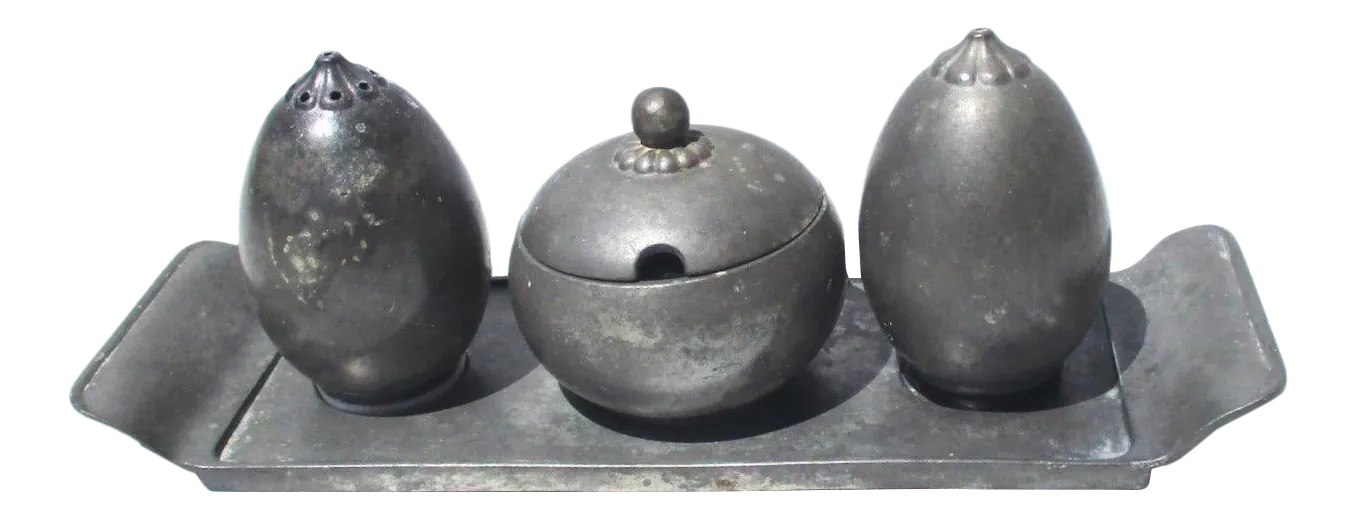 Just Pewter Table Setting - a Set of 4 Pieces | Chairish