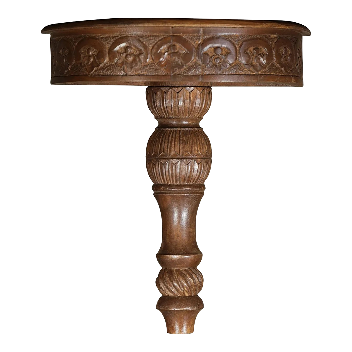 1990s Vintage Handcarved Semi Circular Wall Display Shelf | Chairish