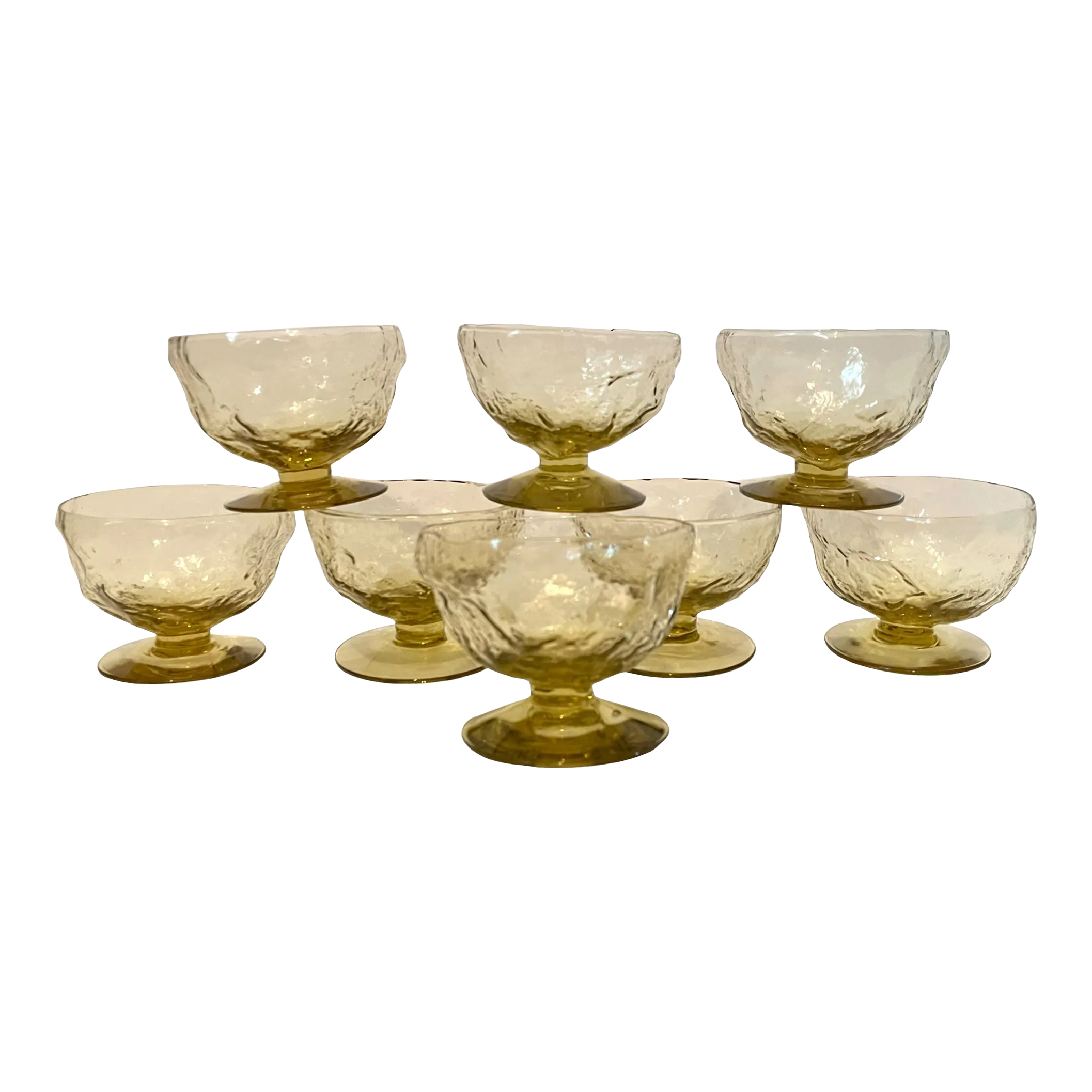 Mid 20th Century Morgantown Crinkle Glass Amber Champagne / Tall ...