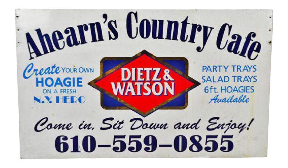 Vintage Dietz & Watson Double Sided Metal Country Cafe Sign | Chairish