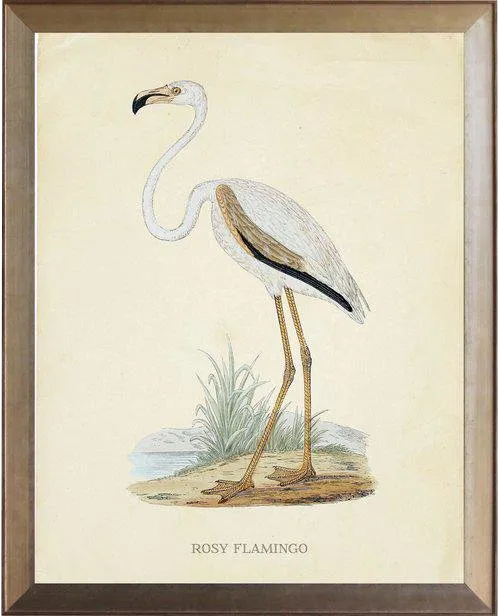 Rosy Flamingo in Distressed Metallic Frame 17x21 | Chairish