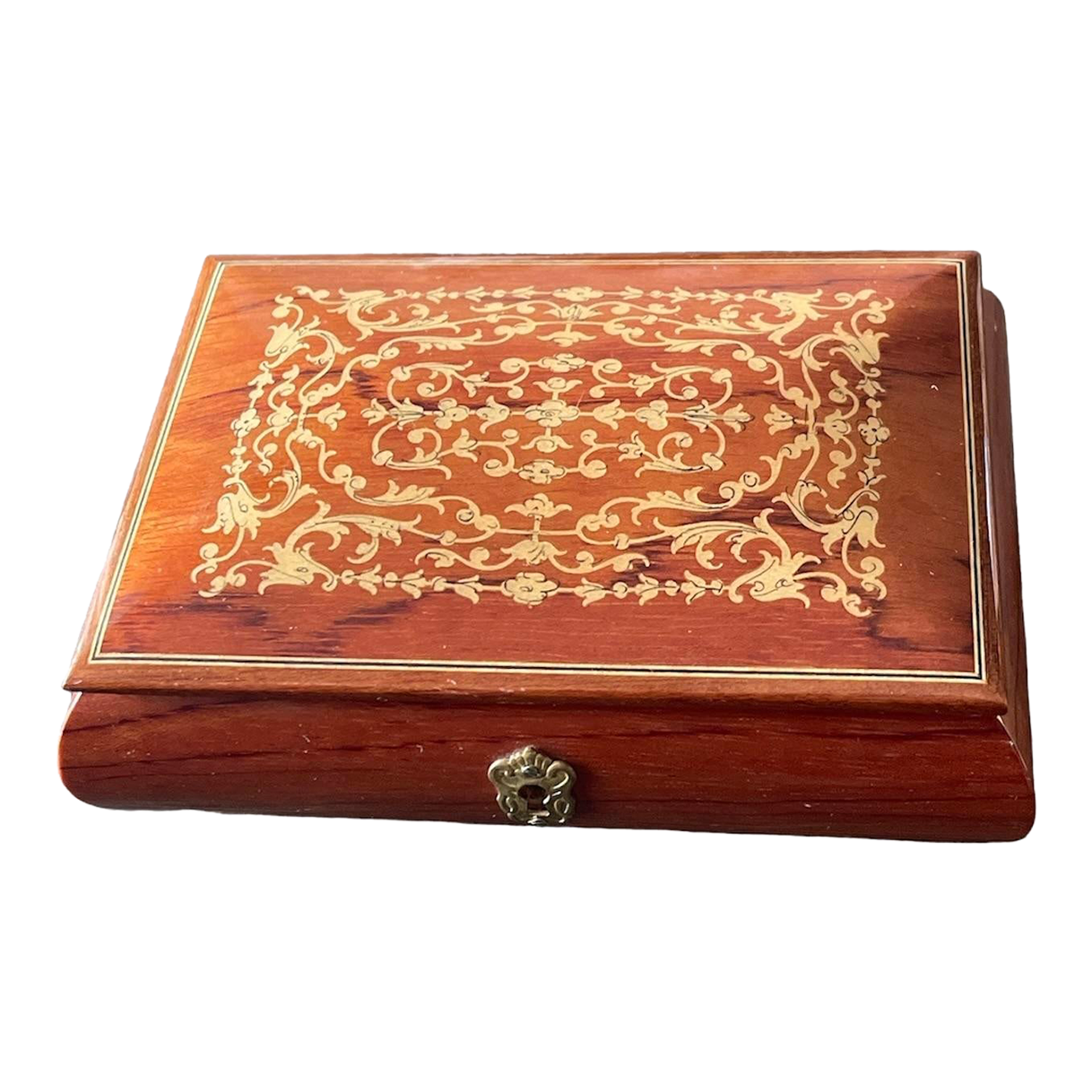 1970s Italian Collage Carved Wood Marquetry Box | Chairish