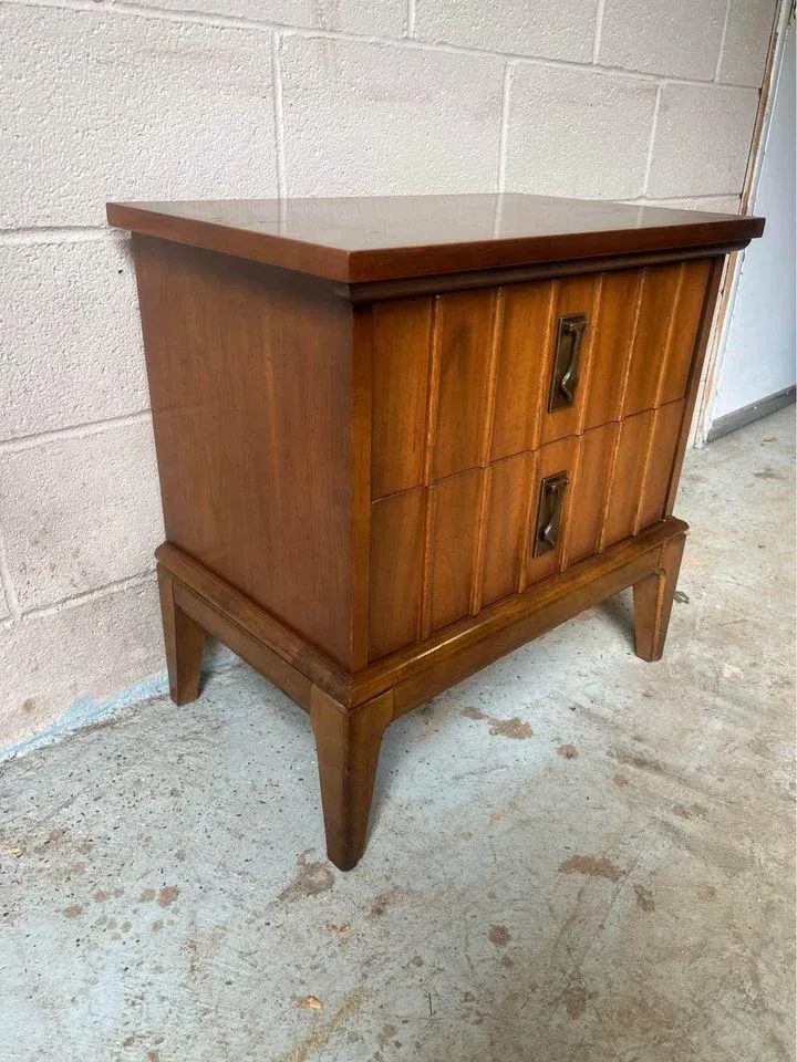 Mid 20th Century Dixie Furniture Mid Century Walnut Nightstand