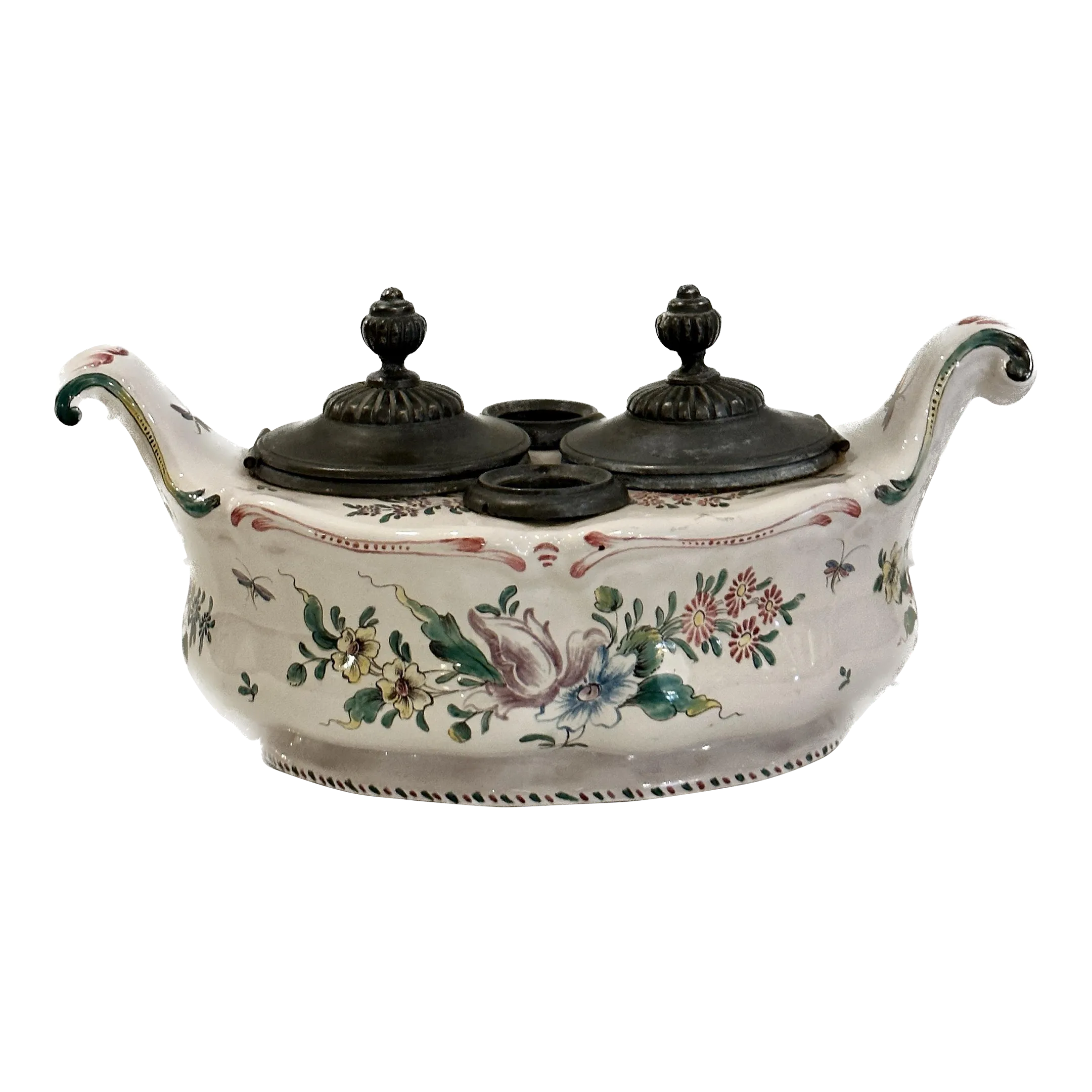 Rare Antique Mid-19th C Veuve Perrin France Pottery Inkwell | Chairish