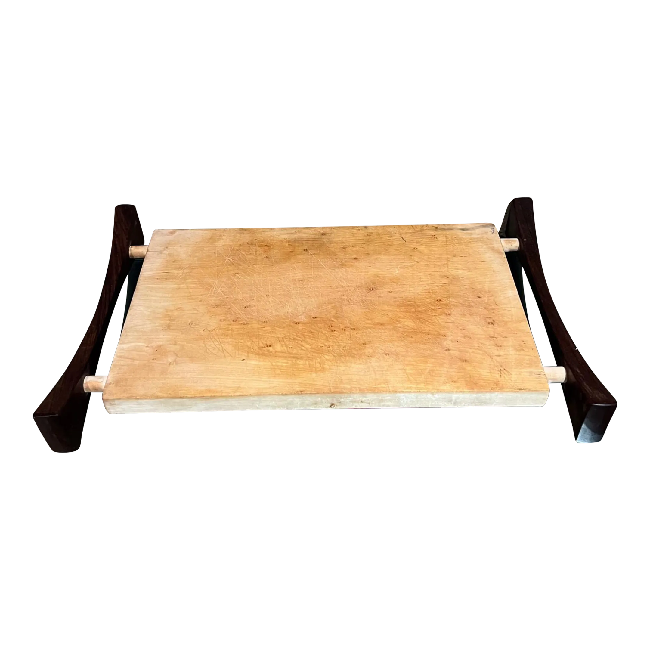 Modern Serving Tray Board Platter Two-Tone Wood | Chairish