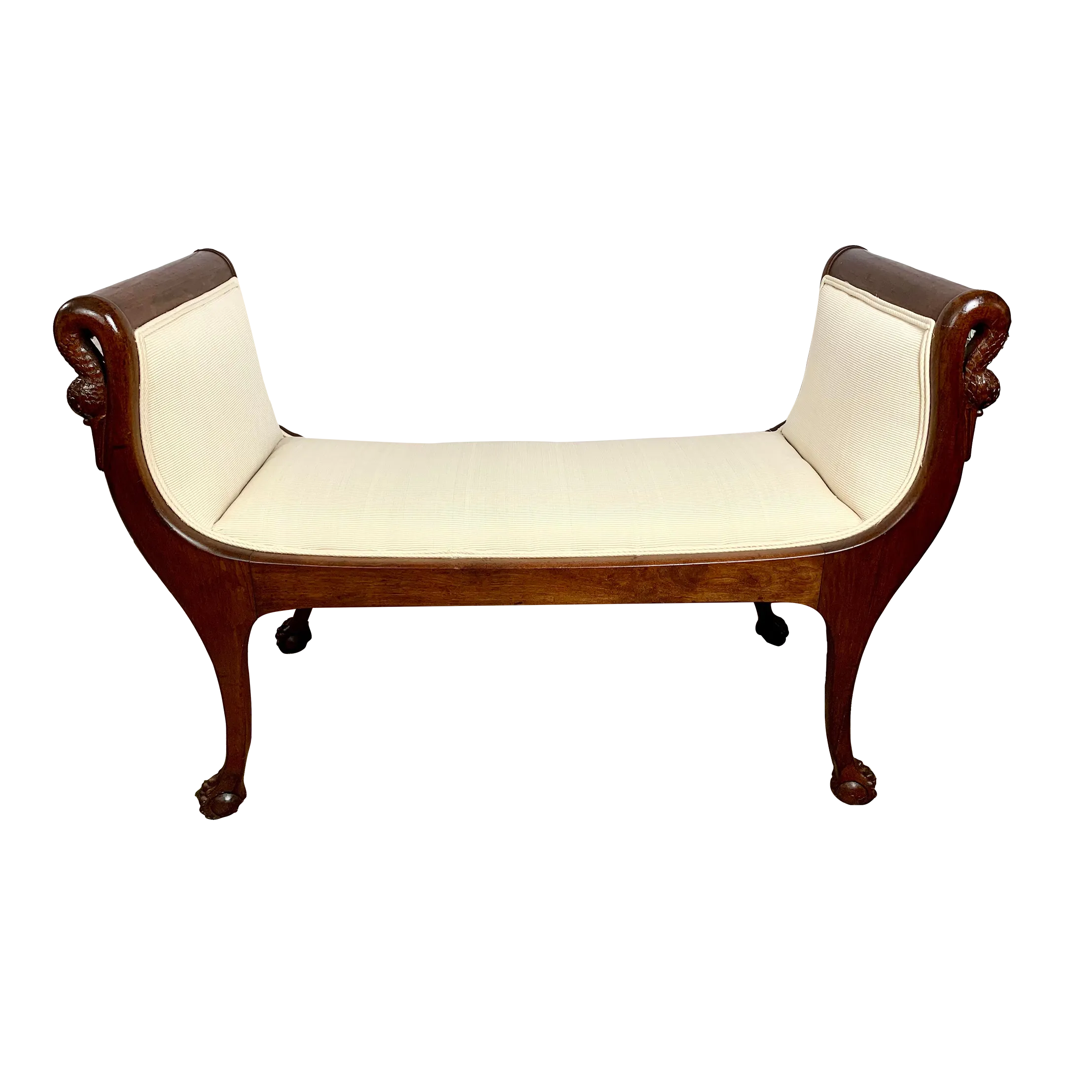 Late 19th Century French Empire Style Walnut Bench With Swan ...