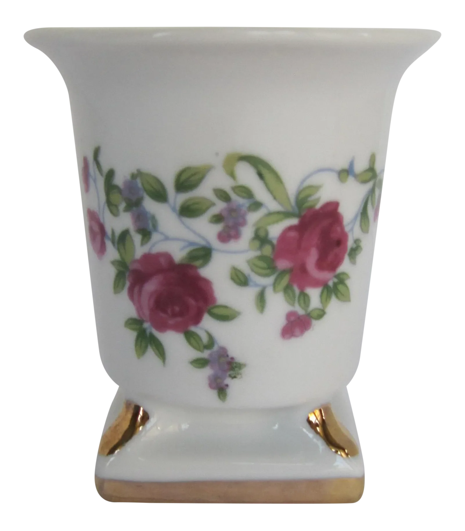 White Porcelain Urn With Roses | Chairish