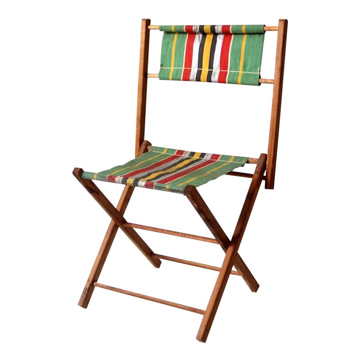 Vintage Kid s Stripe Canvas Folding Chair Chairish
