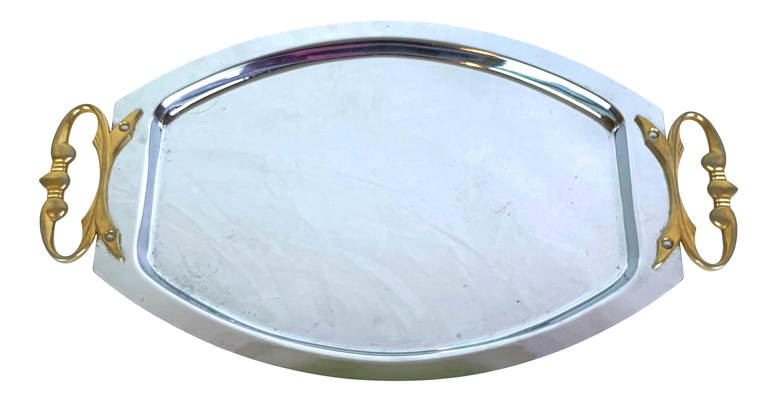 Gold Brass Stainless Steel Silver Platter | Chairish