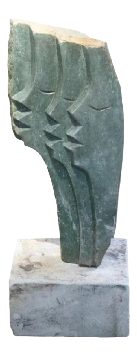 20th Century Abstract Modernist Stone Sculpture of Three Faces in ...