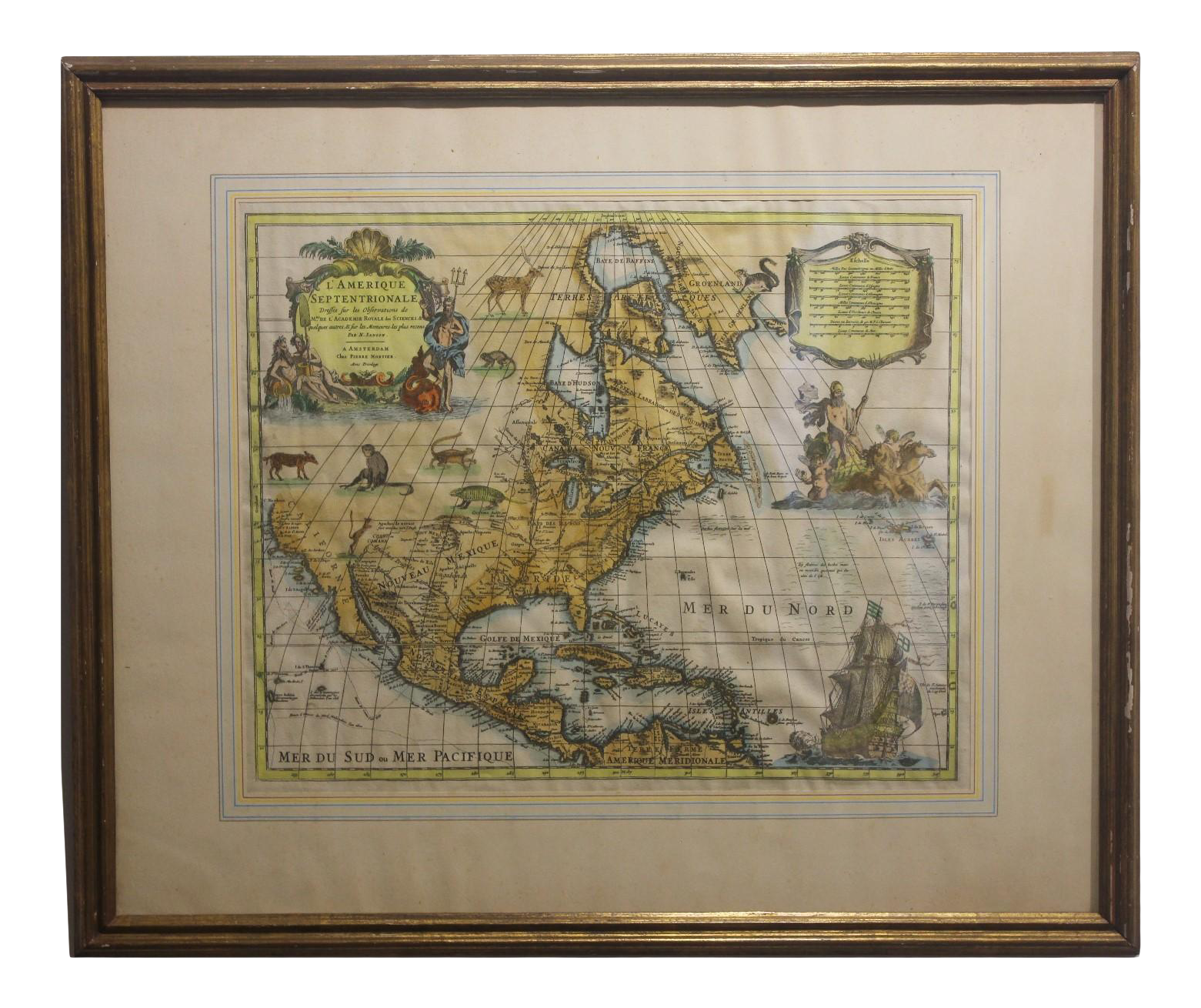 18th Century Traditional Engraving New Revised North America Map with ...