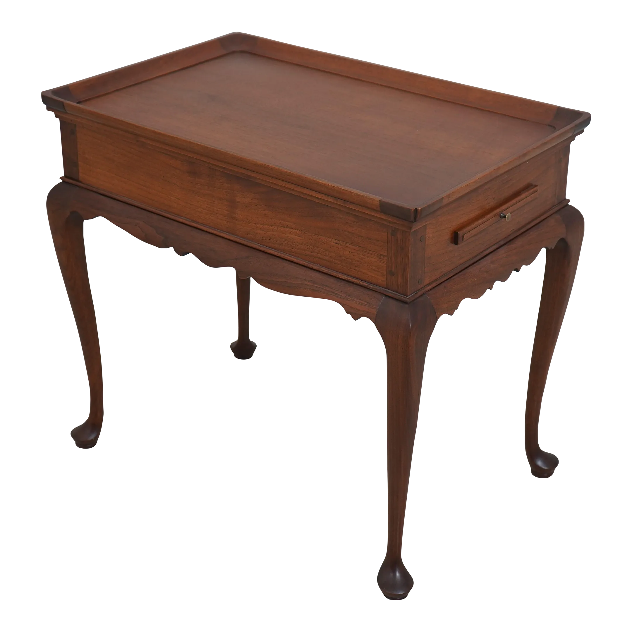 Bench Made Solid Walnut Tea Table | Chairish