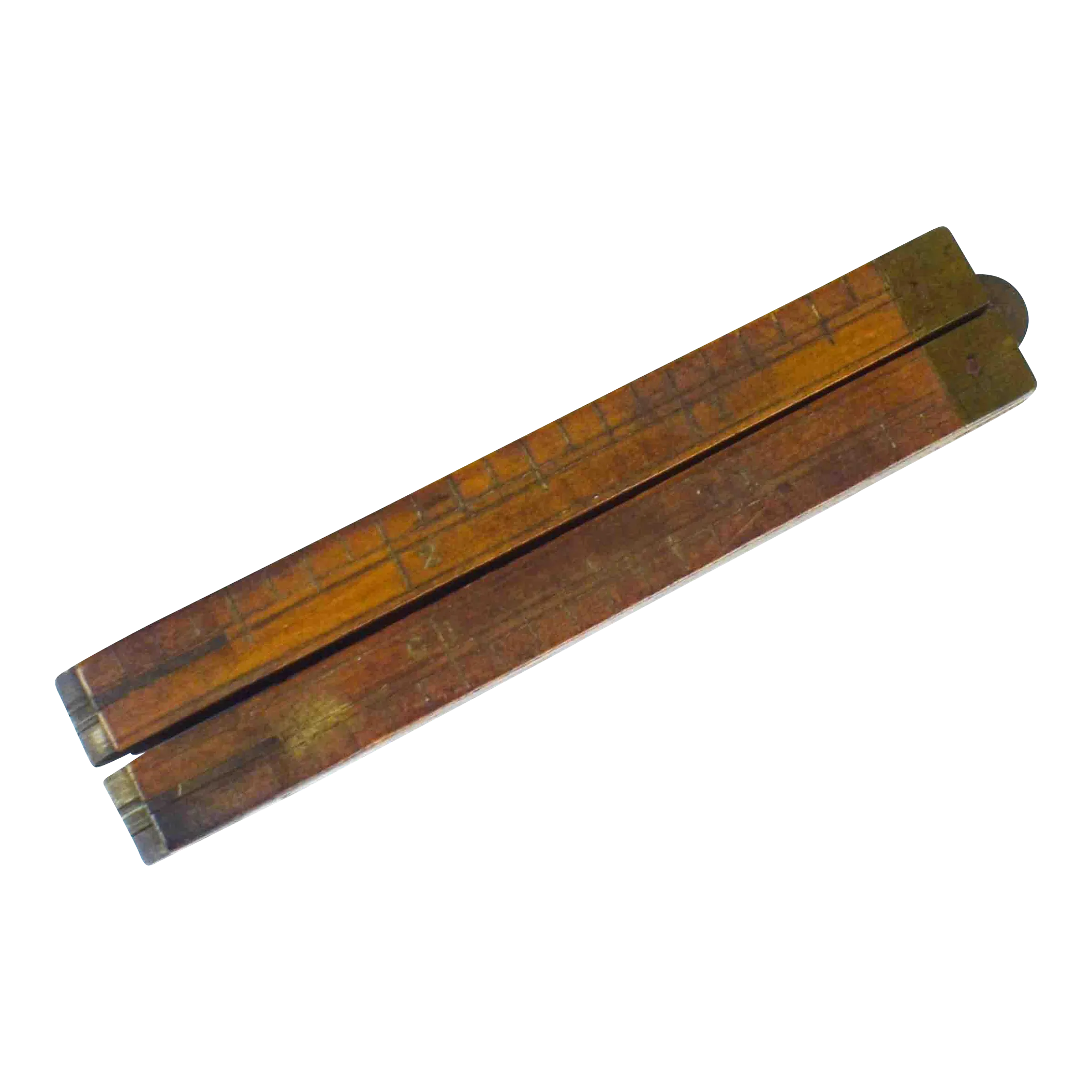 Early 20th Century English Brass and Wood 12" Folding Ruler | Chairish