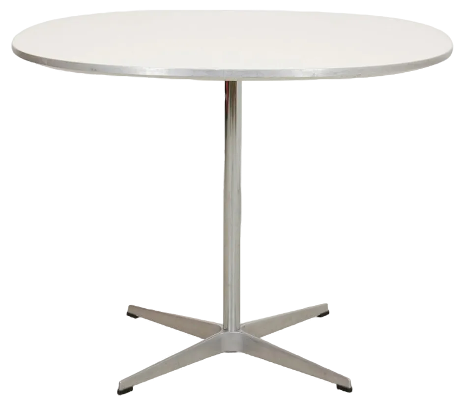 White Circular Cafe Table by Arne Jacobsen for Fritz Hansen | Chairish