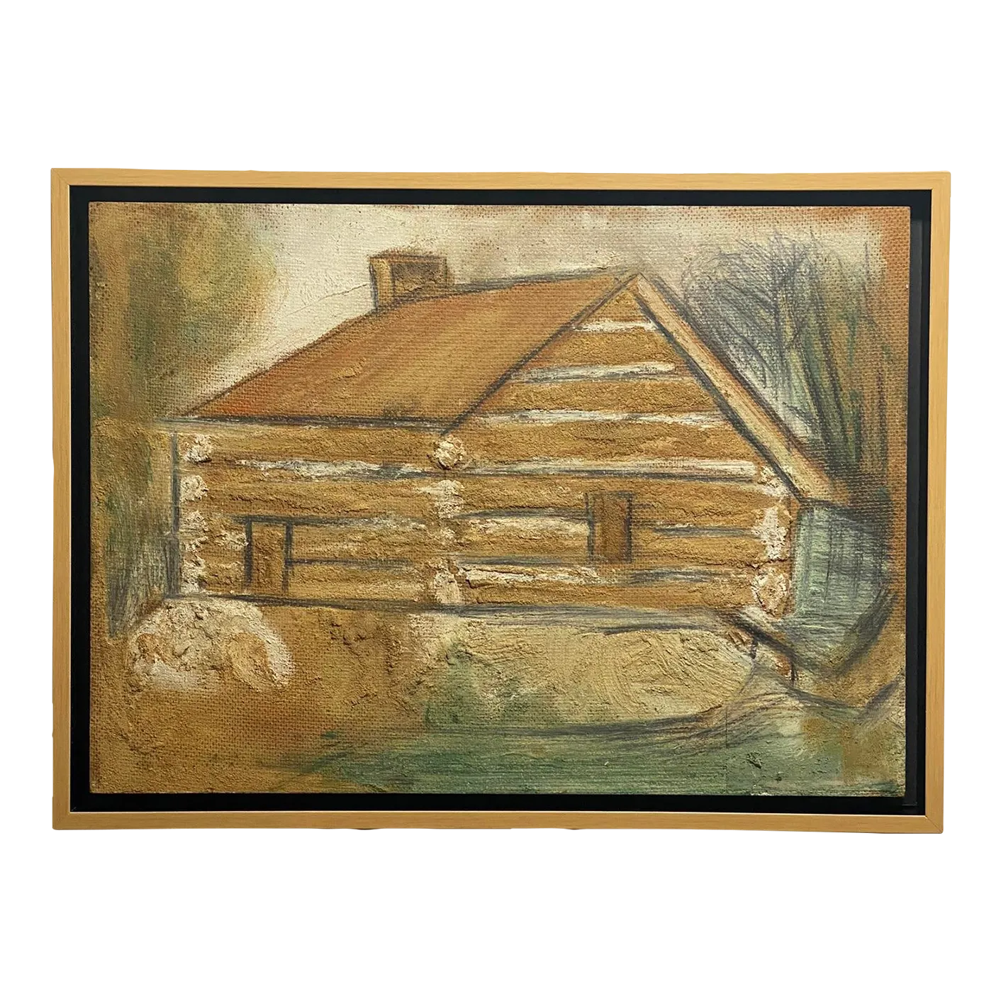 Jimmy Lee Sudduth Folk Art Painting 1970’s Cabin Organic Materials ...