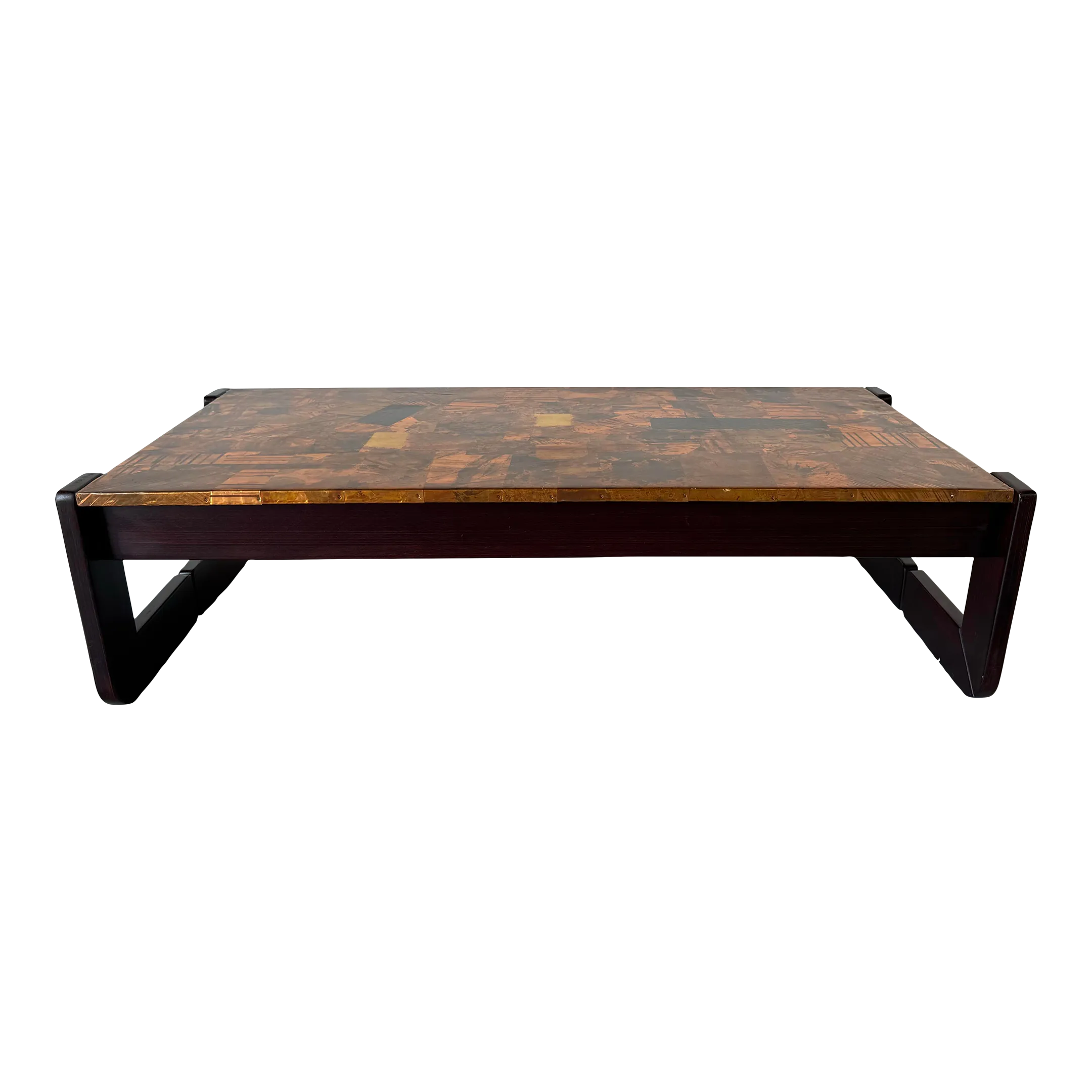 Percival Lafer Rosewood and Patchwork Copper Rectangular Coffee Table | Chairish