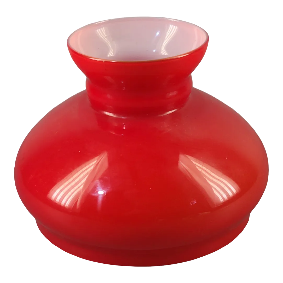 Vintage Late 20th Century Red Cased Glass Oil Student Lamp Shade | Chairish