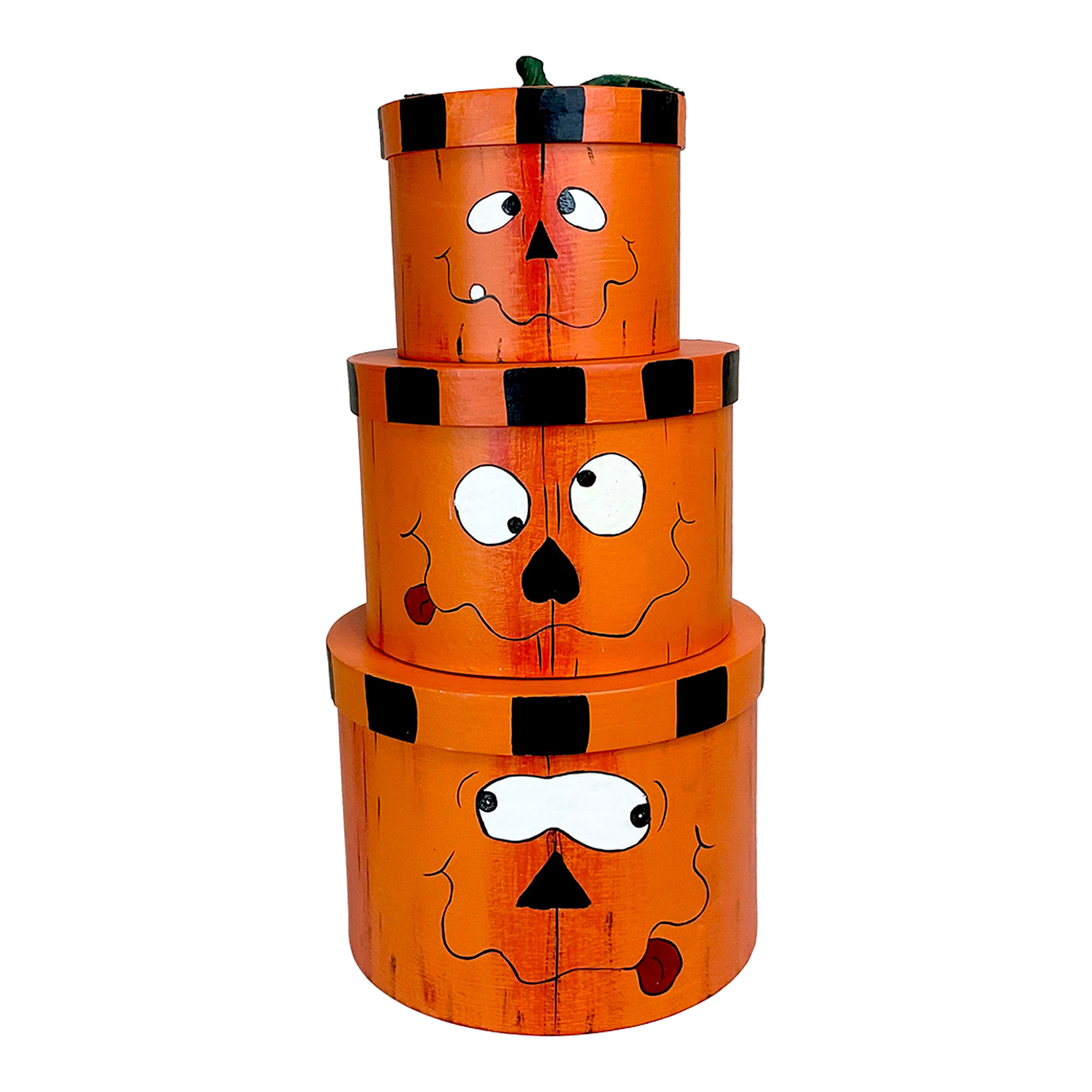 1980s Vintage Americana Boho Halloween Stacking Pumpkin Boxes - Set of ...