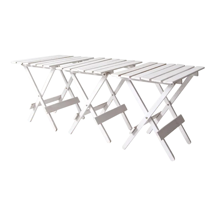 Vintage Slat Wood Folding End Tables Set of 3 | Chairish