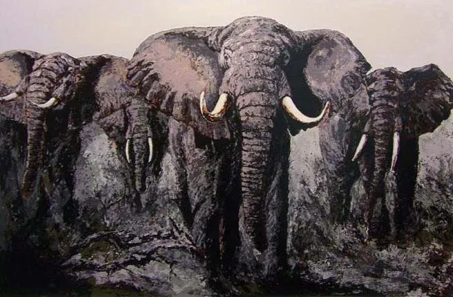 Mark King "Elephant Stand" Signed African Bull Safari Serigraph ...