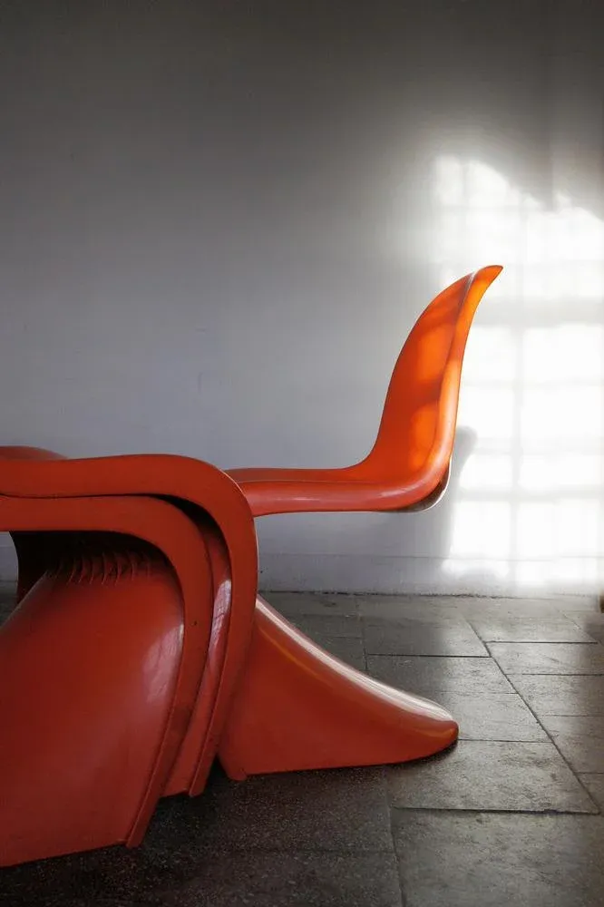 Orange Panton Chairs by Verner Panton for Herman Miller 1970s Set of 4