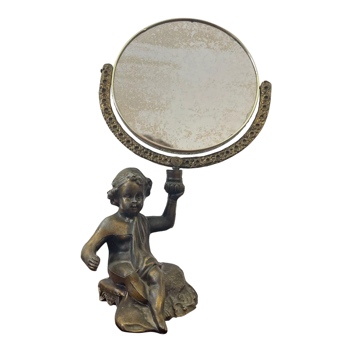 1970s Vintage French Style Double Sided Vanity Mirror With Cherub ...