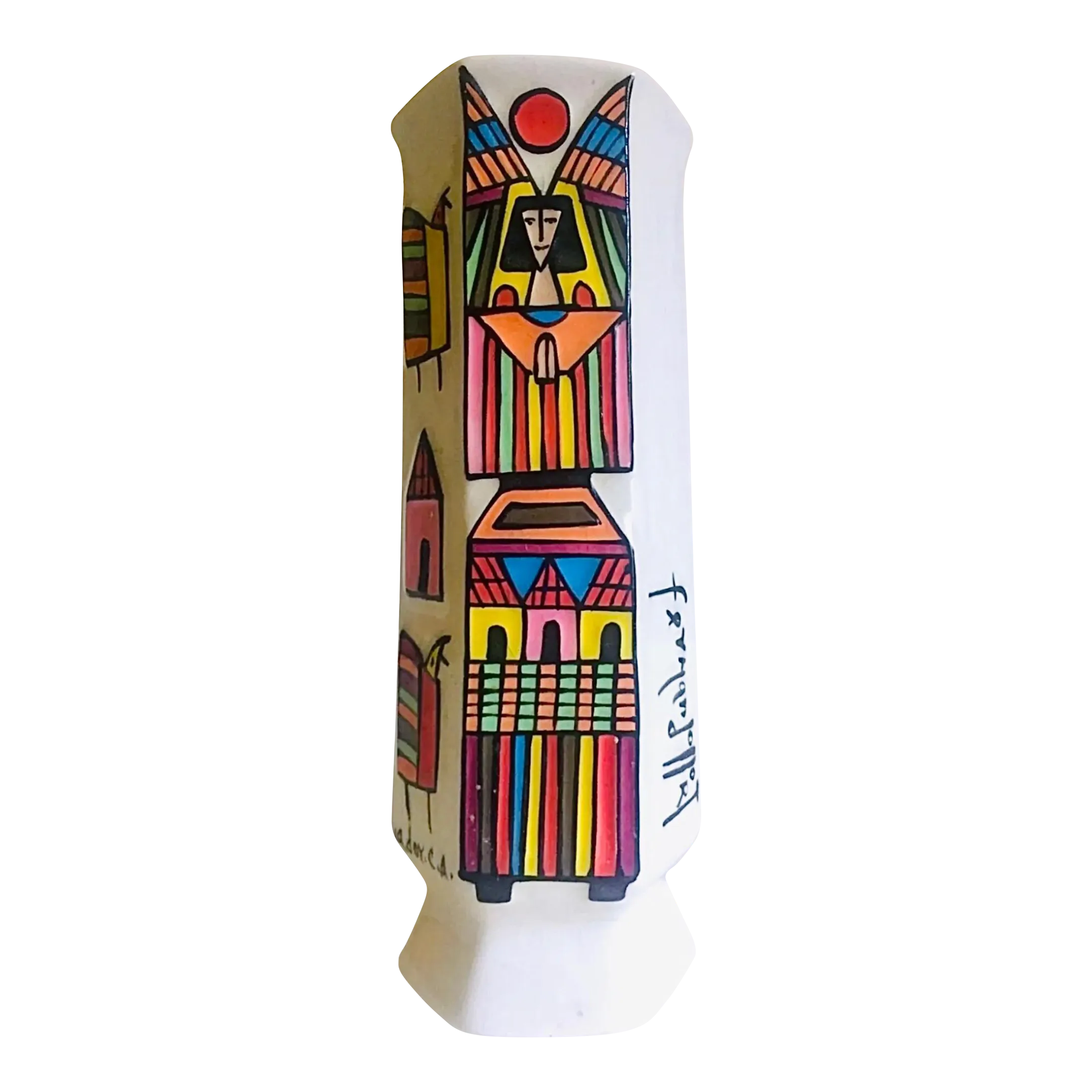 Rare Vintage Mid Century Modern Ferdinand Llort Colorful Hand Painted ...