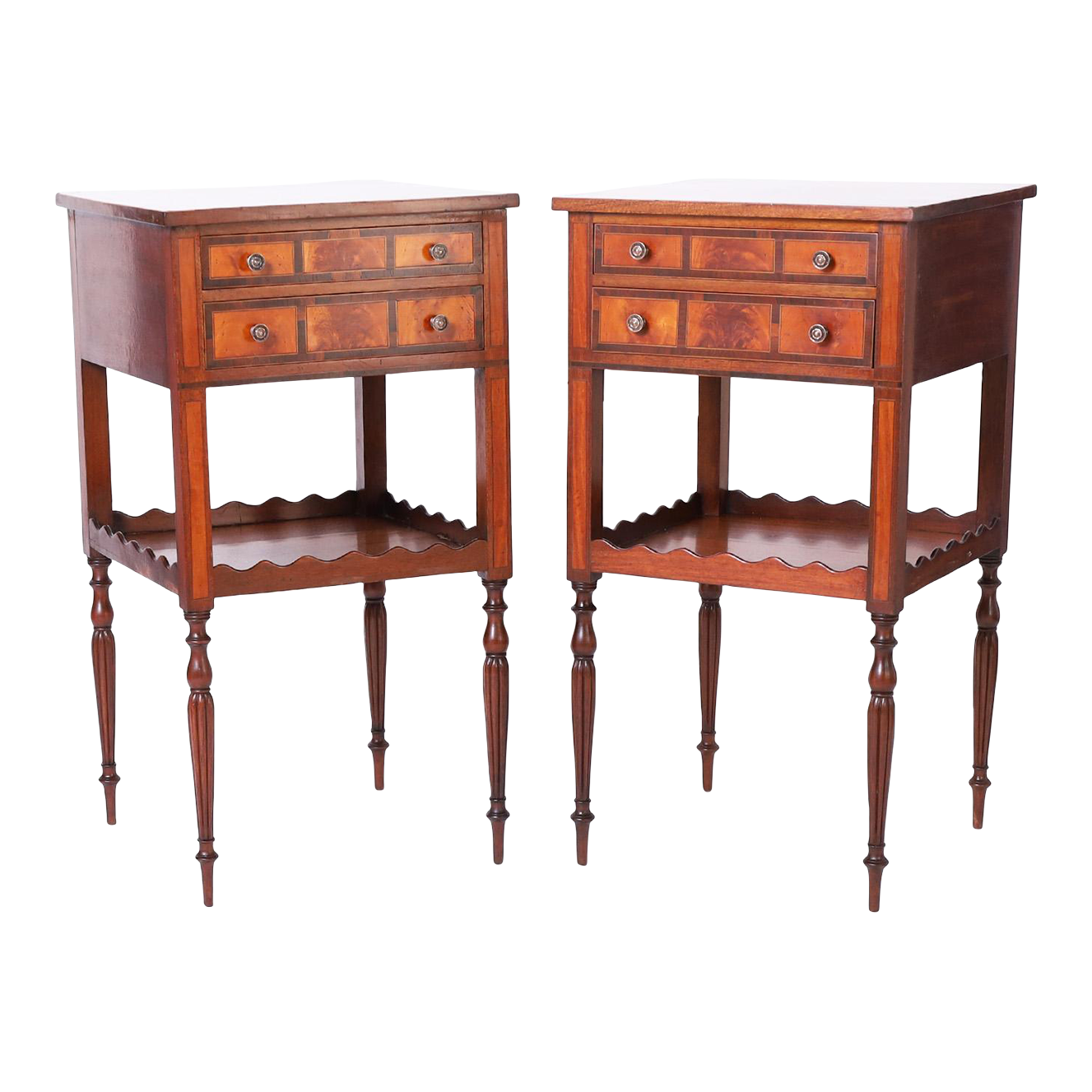Antique Pair of English Two Drawer Stands | Chairish