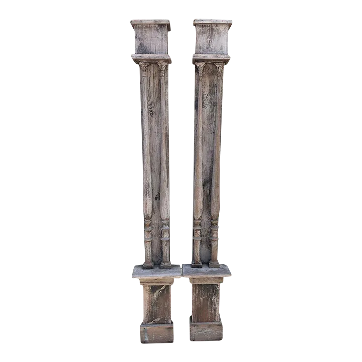Wood Building Columns Pair 1800's Architectural Salvage Antique | Chairish
