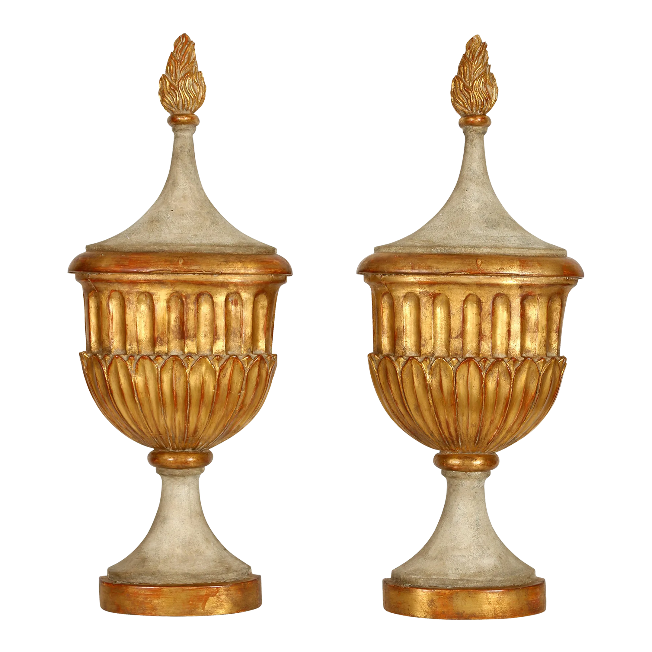 Pair of Painted and Parcel Gilt Wall Urns | Chairish