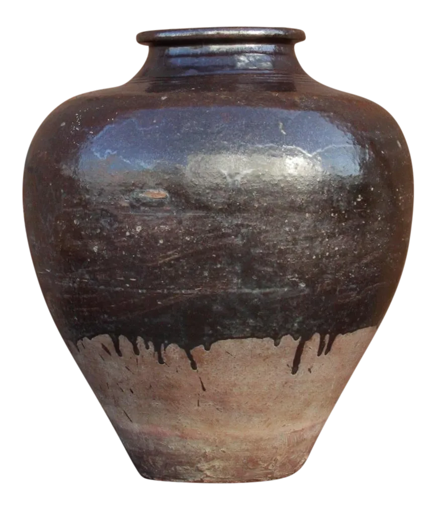 Antique Large Martaban Glazed Jar | Chairish