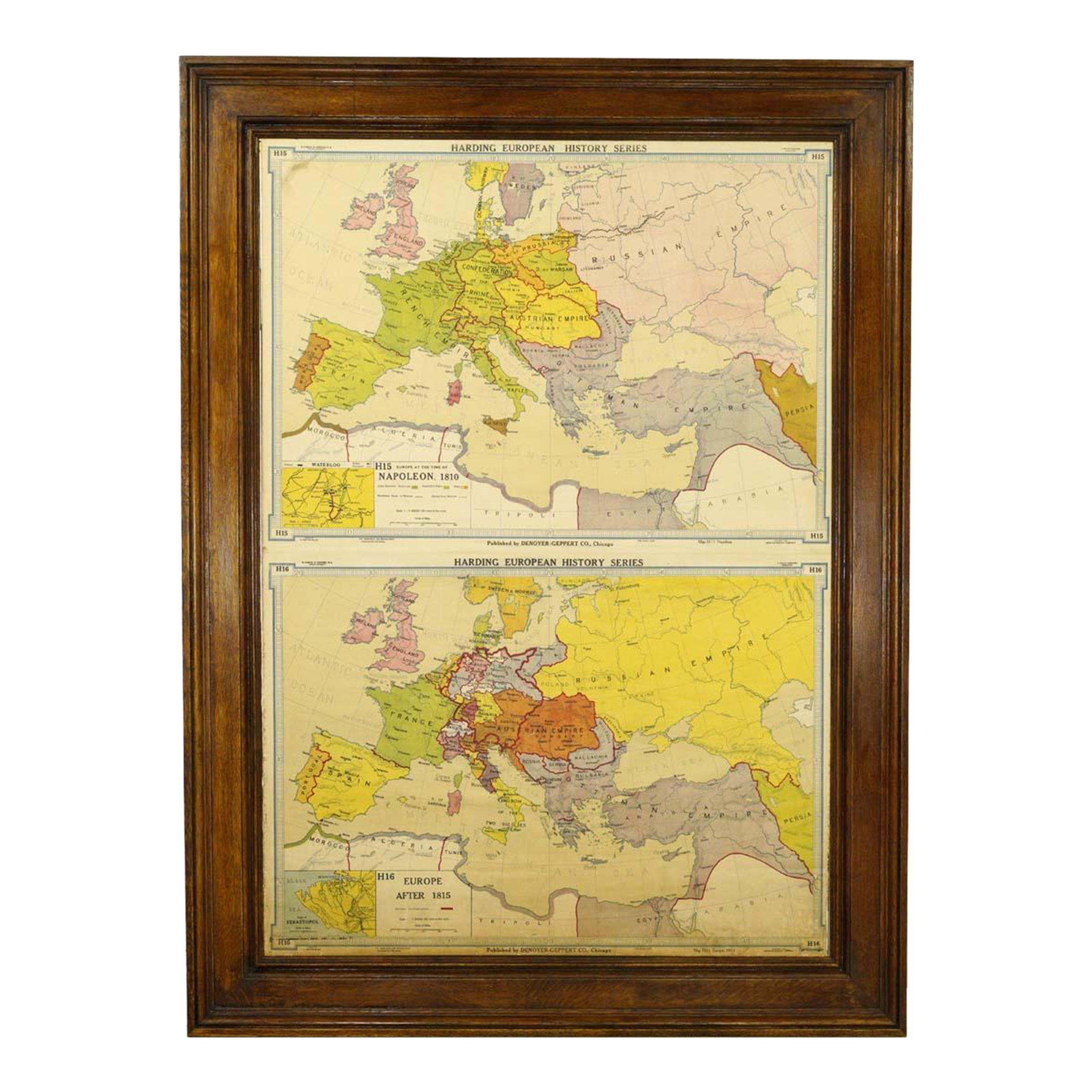 Oak Framed Historical Map of Europe From 1810-1815 | Chairish
