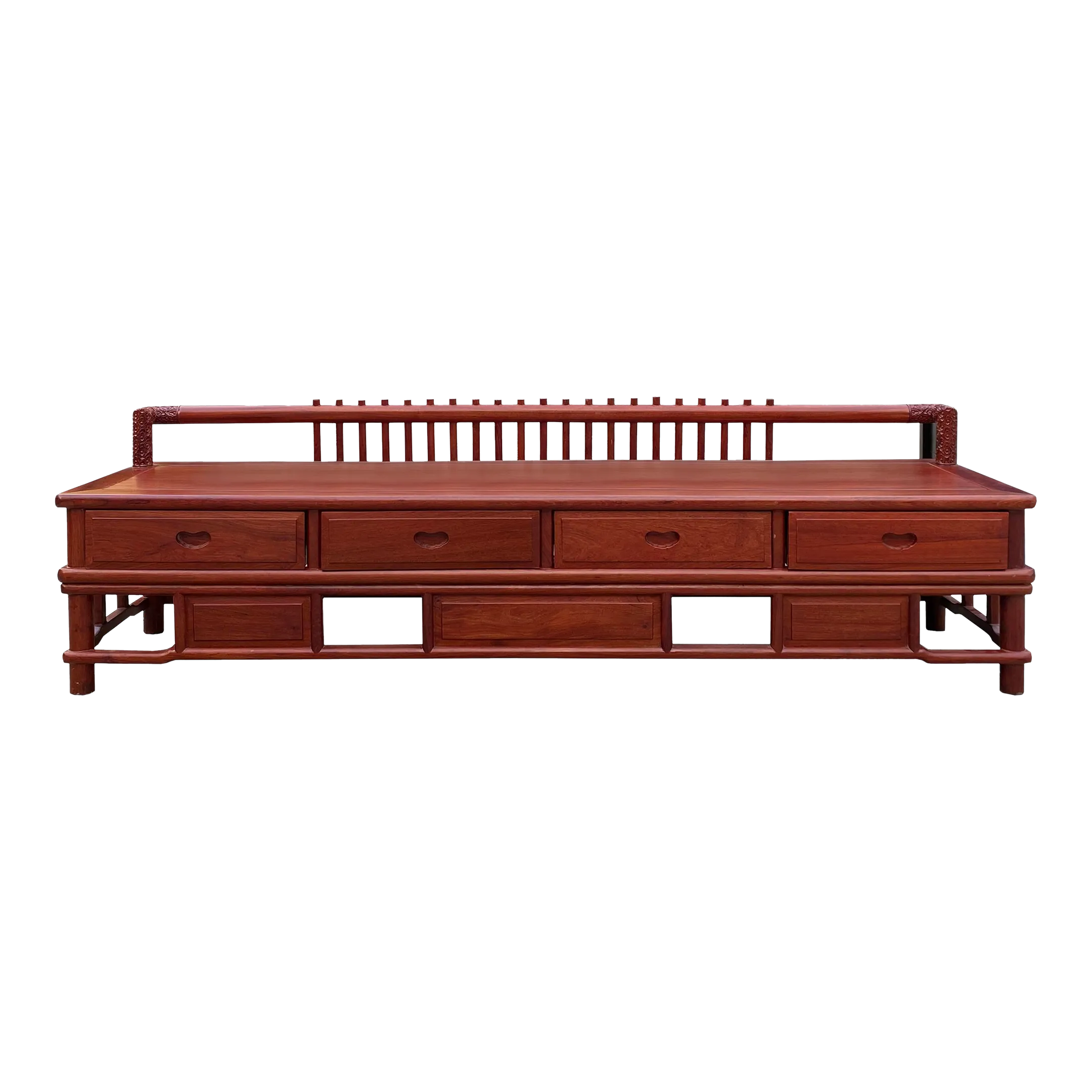 Zen Chinese Brown Wood Bar Panel Bench Low Cabinet | Chairish