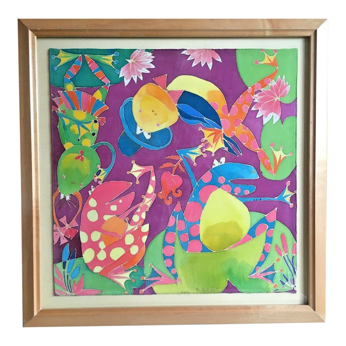 Vintage Batik Painting by Lilia Kim Signed & Framed | Chairish