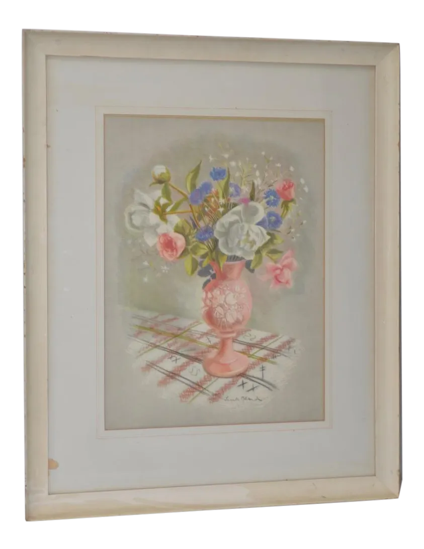 Lucile Blanch (1895-1981) Pastel Floral Still Life c.1940s | Chairish