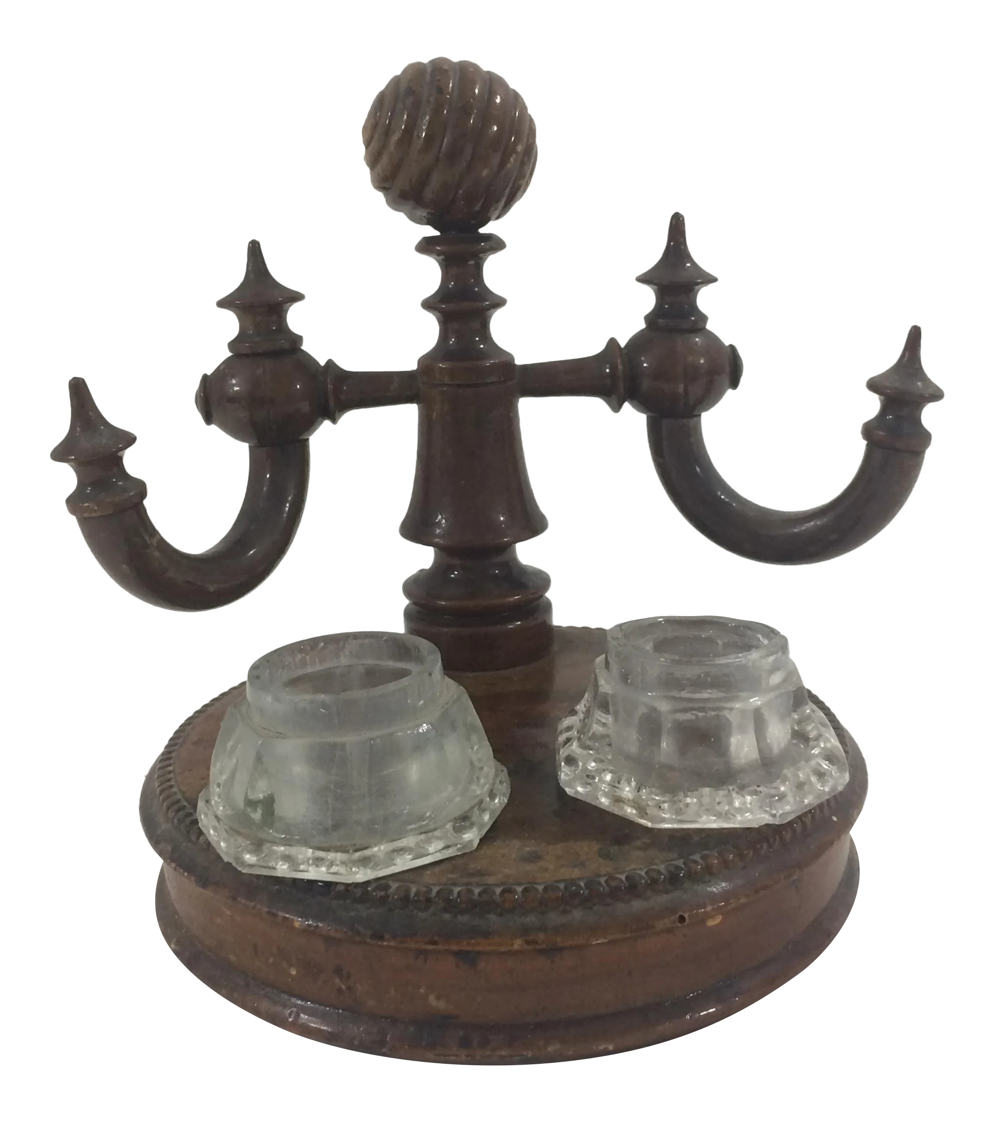 Napoleon III Burled Walnut Ink Well and Stand | Chairish