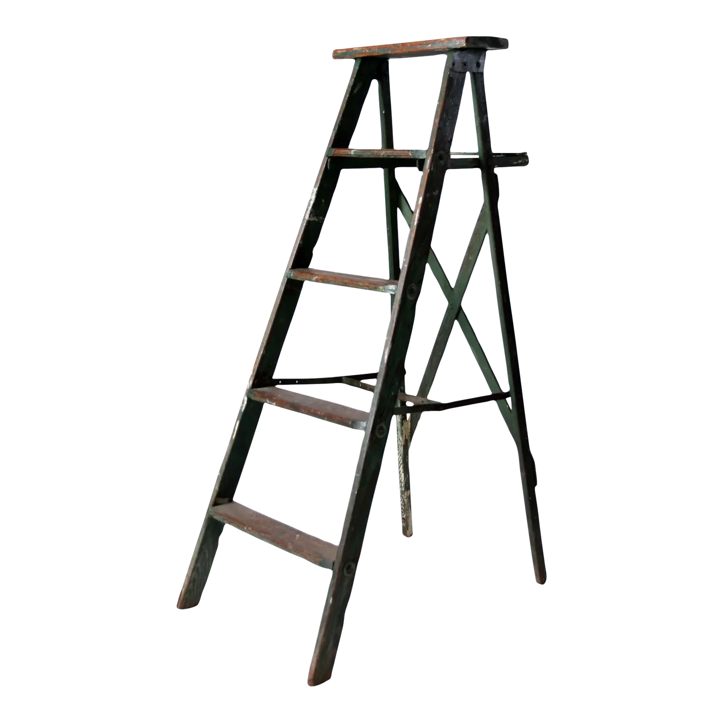 Vintage Green Painted Ladder | Chairish