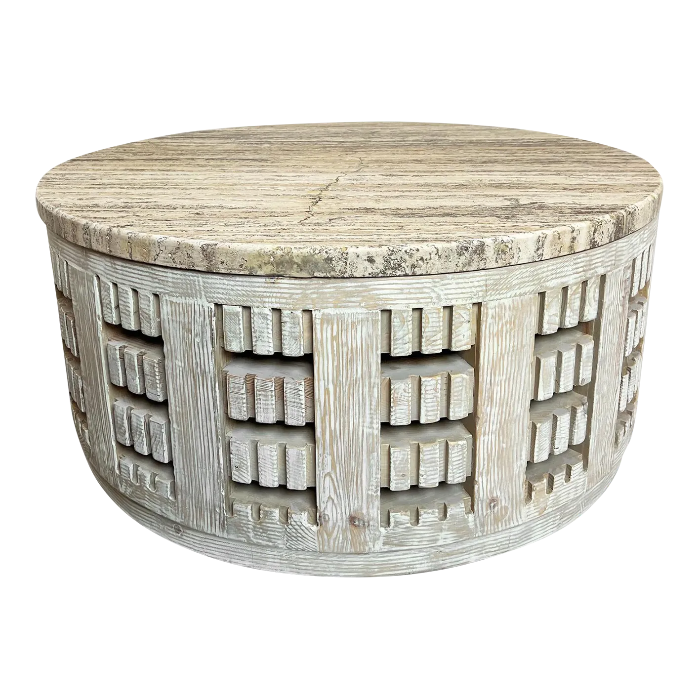 Round Kebe Stone Top Coffee Table | Chairish