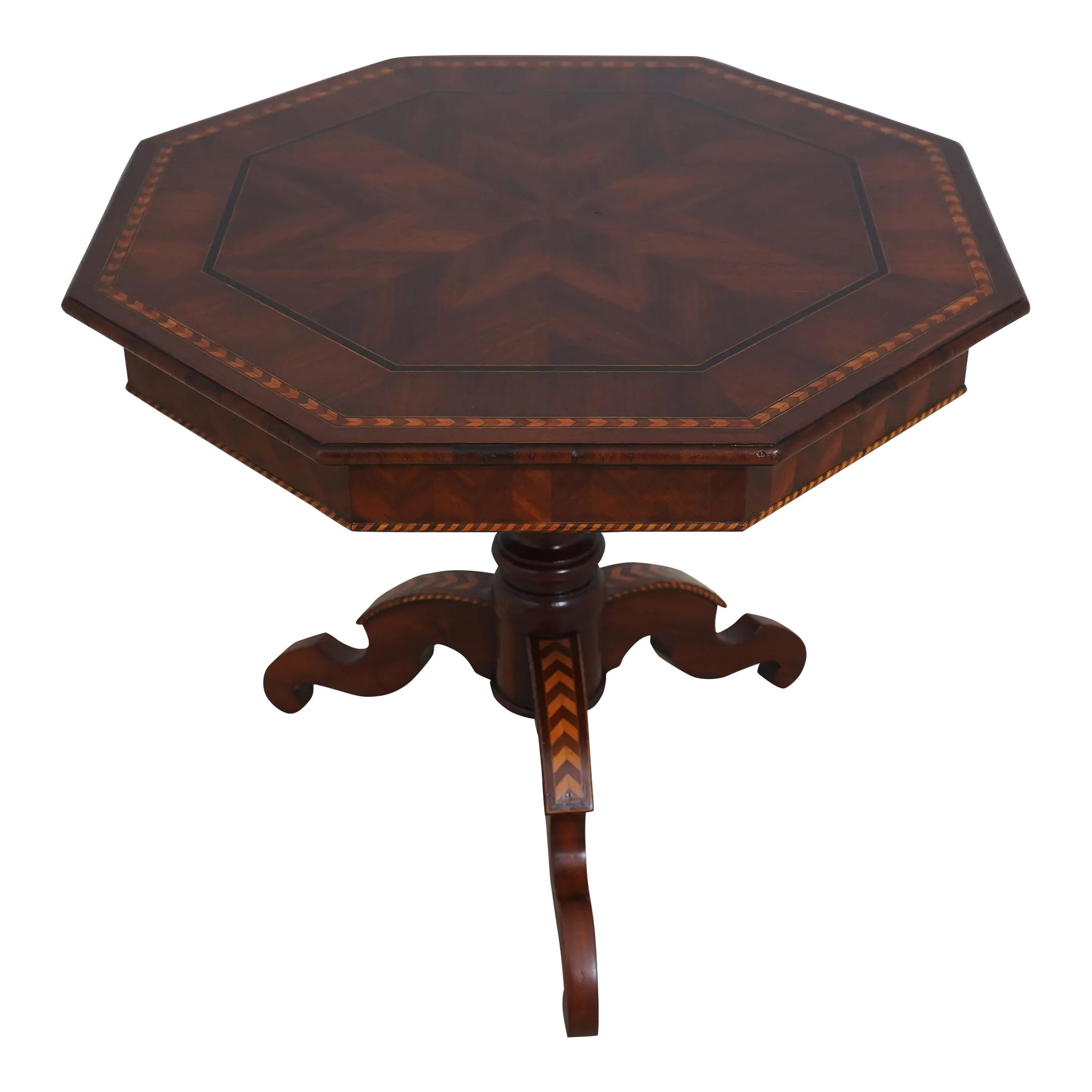 Alfonso Marina Distressed Inlaid Continental Style Lamp Table | Chairish